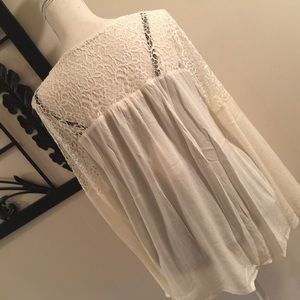 Tops | New Gorgeous Boho Ivory Top W Lace Detail Size L | Poshmark